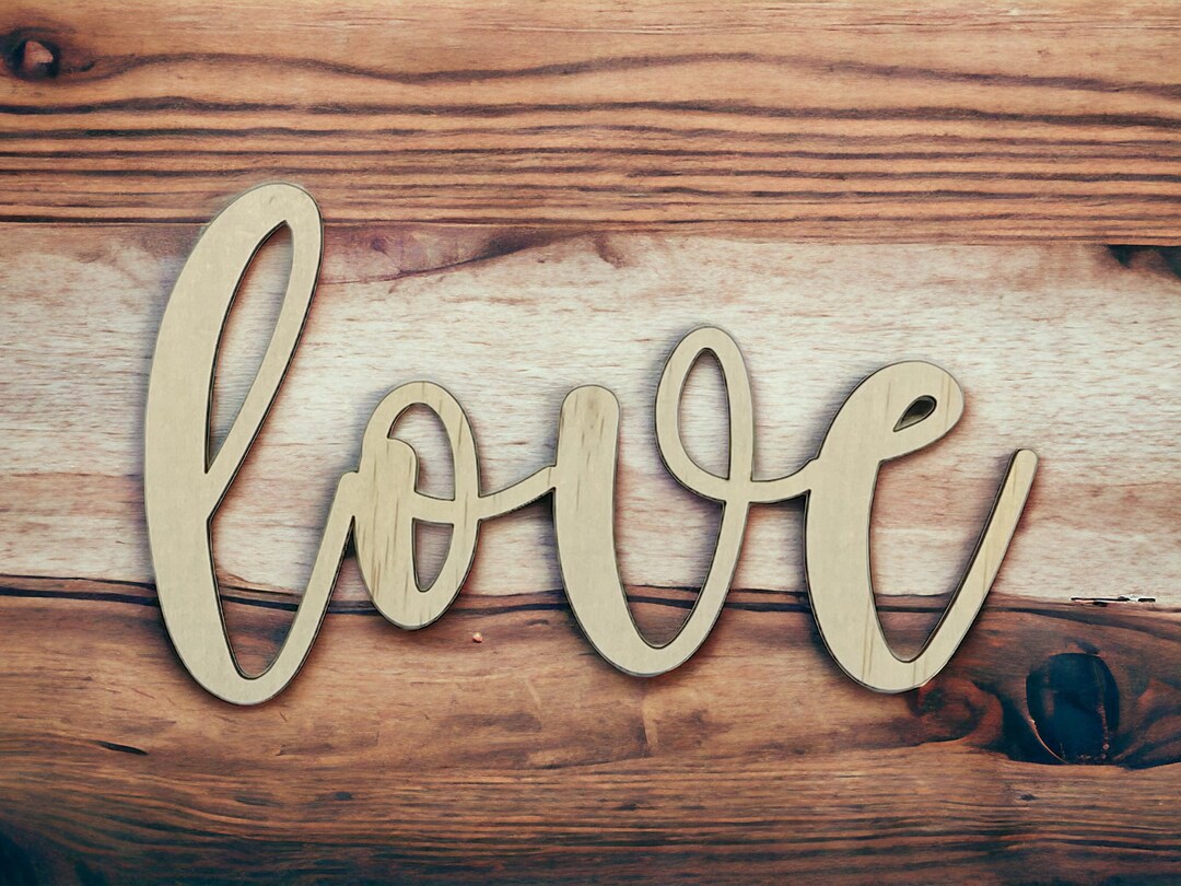 Love Script Word Wood Sign, Wooden Words, Sign Art, Rustic Cursive Word ...