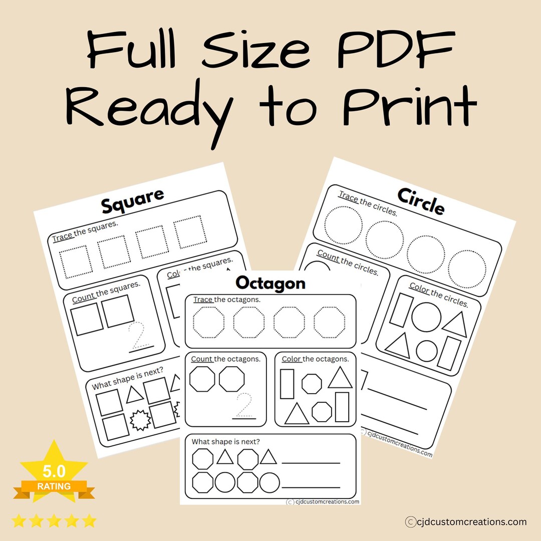 Preschool Shapes | Trace the Shapes | Pre-k Curriculum Worksheets ...