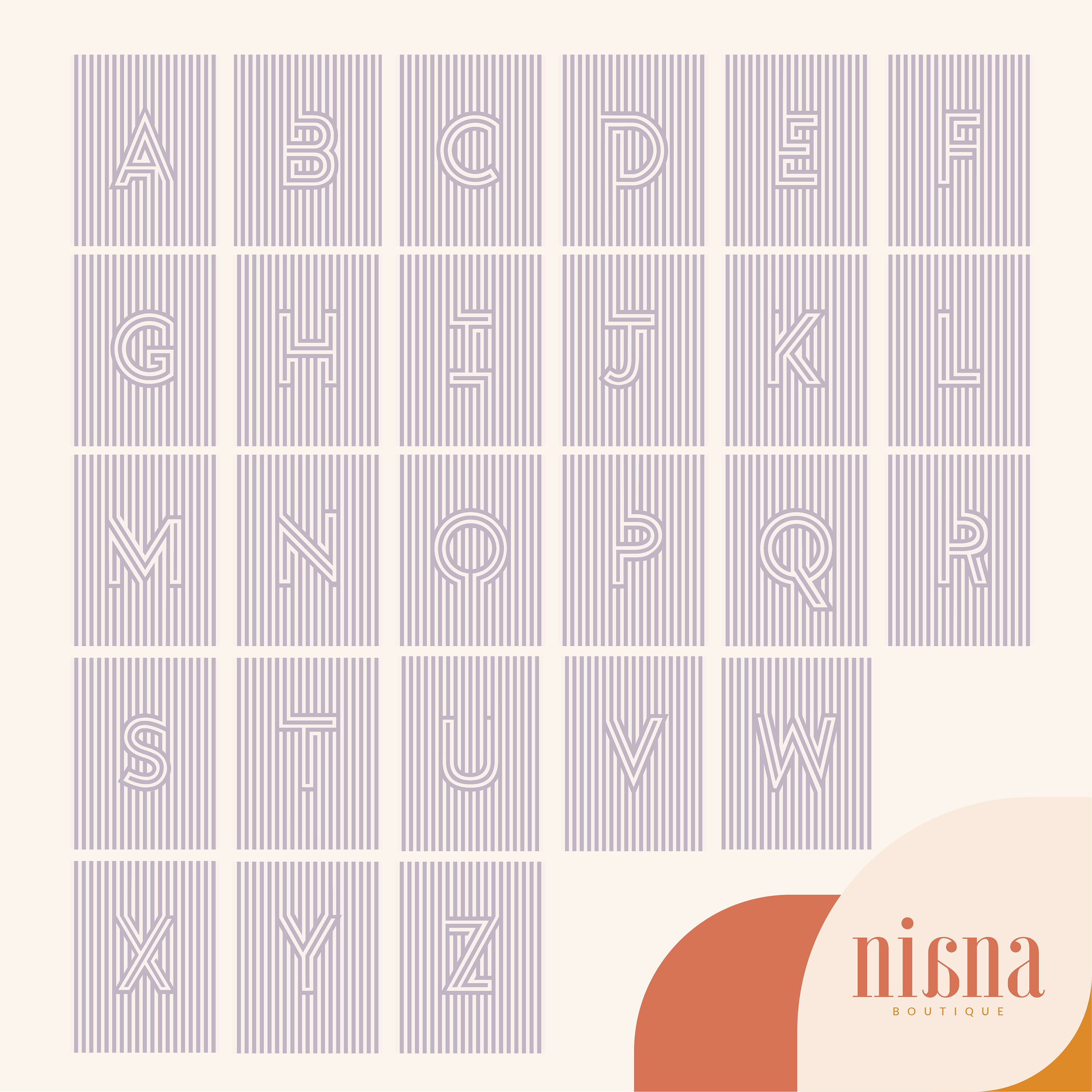 Custom Modern Initial Wall Art, Minimal Graphic Lines Typography Poster ...