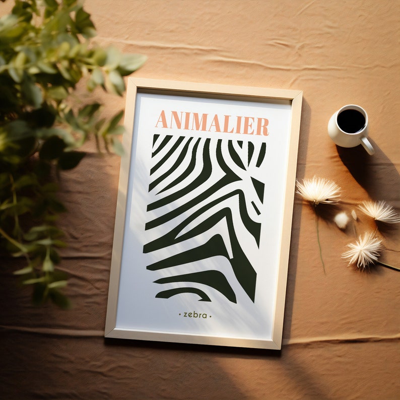 Modern Zebra Print: Black & Orange Animalier Poster (digital Download ...