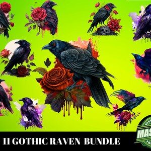 11 Gothic Raven Bundle,raven Clipart Png,journal Halloween Clipart Png ...