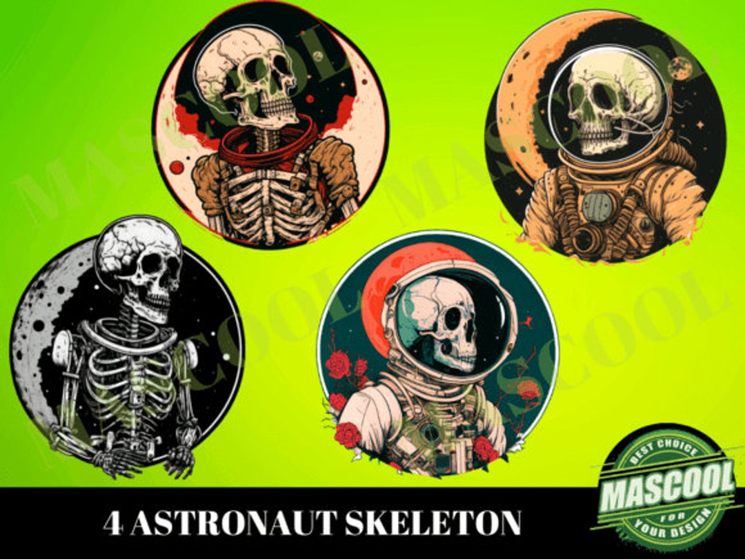4 Astronaut Skeleton Png,clipart,sublimation,t-shirt Design,skulls ...