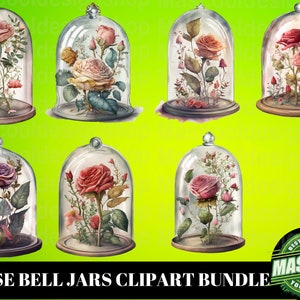 7 Printable Rose Bell Jars Are Digital Files That Feature Flower ...