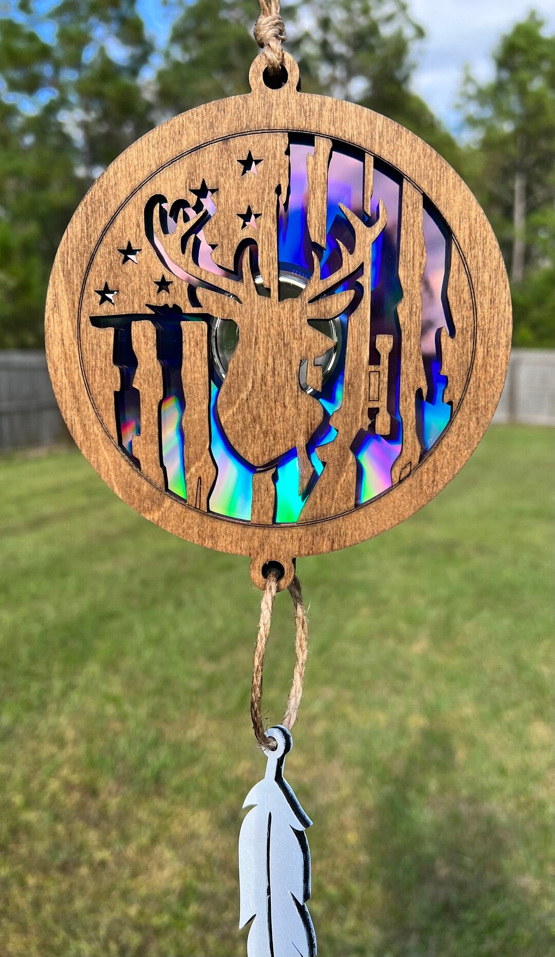 American Flag Deer Suncatcher, Home Decor, Garden - Etsy