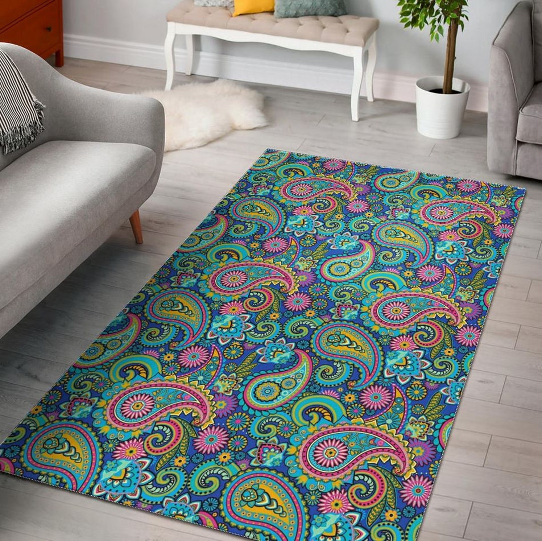 Paisley Area Rug Paisley Carpet Living Room Rug Bedroom - Etsy