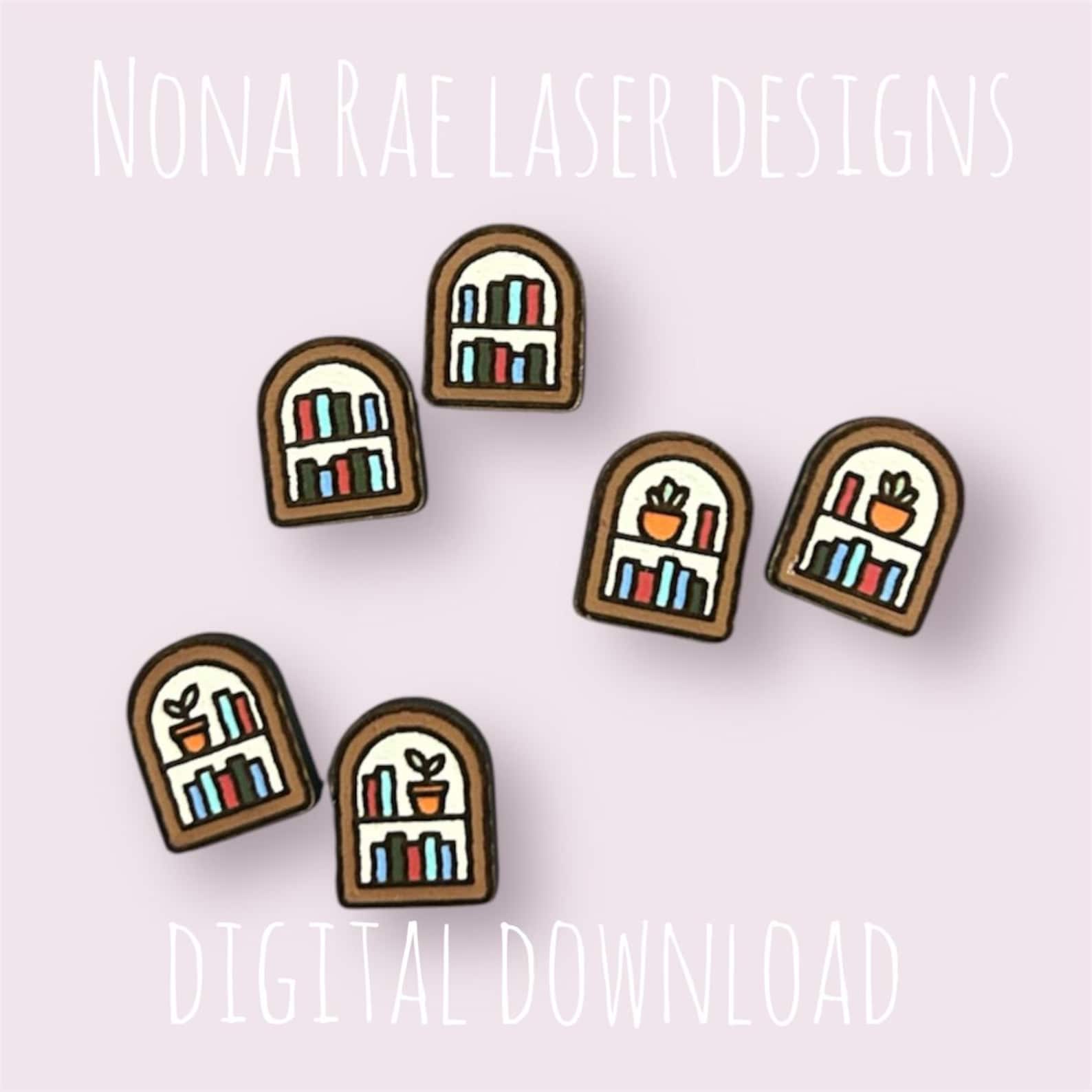 Bookshelf Earring SVG - Laser Cut Book Earrings, Digital Download ...