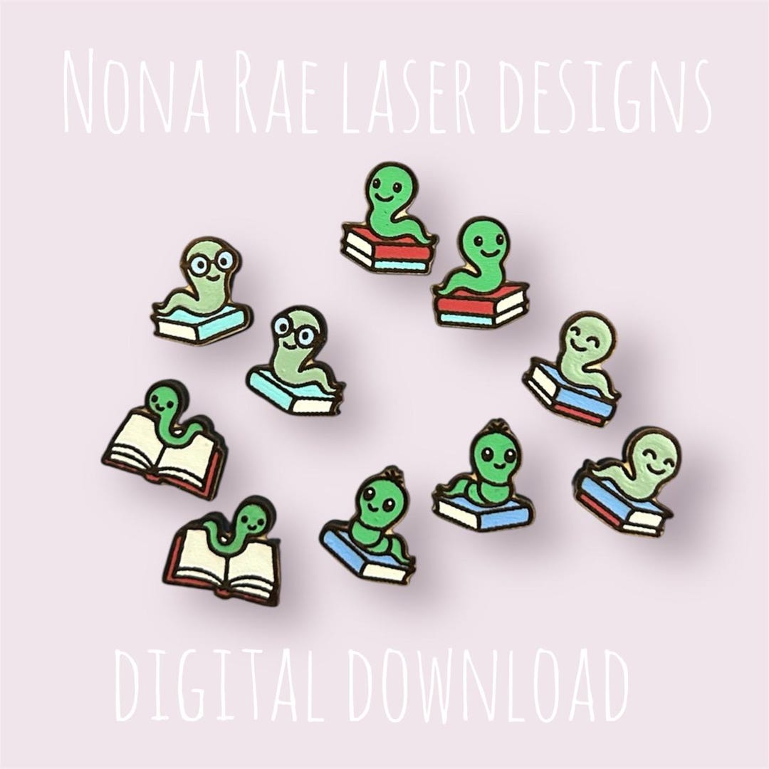 Bookworm Earring SVG - Laser Cut Book Earrings, Digital Download, Cute ...