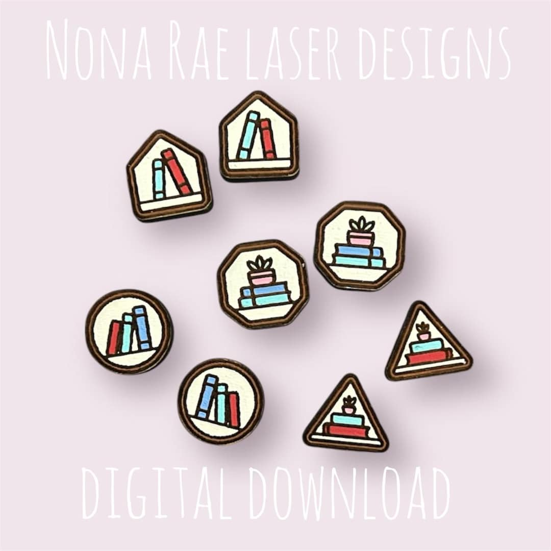 Shaped Bookshelf Earring SVG - Laser Cut Book Earrings, Digital ...