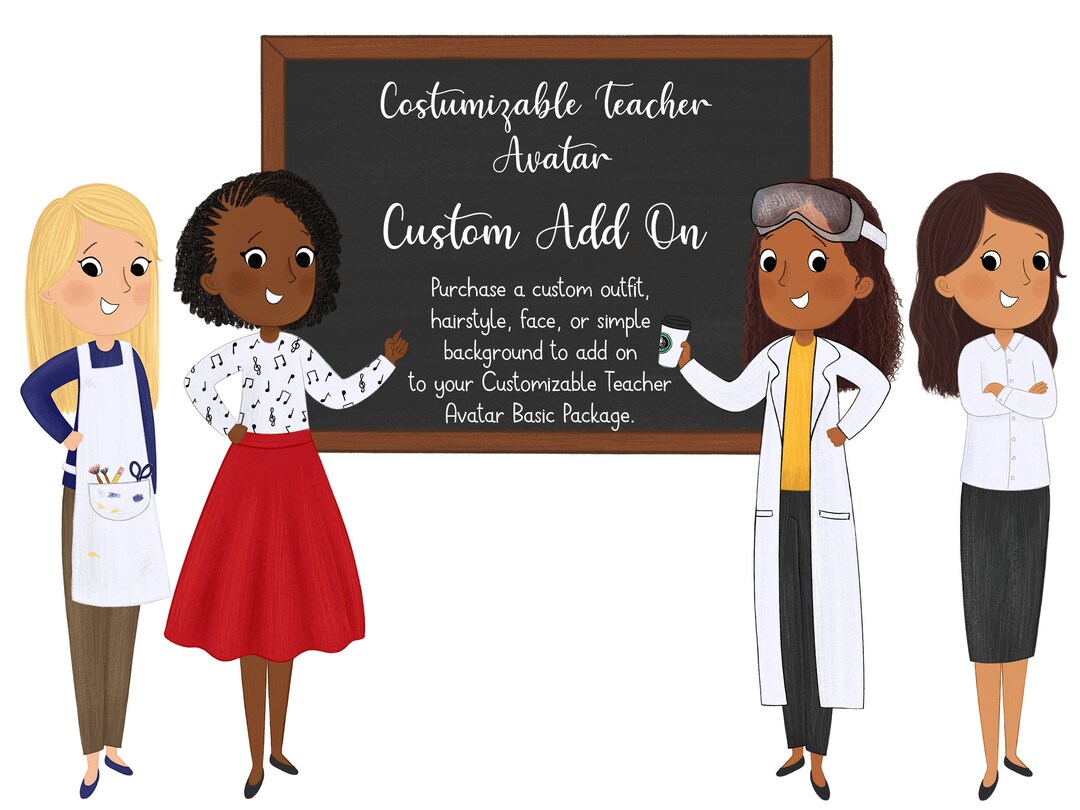Customizable Teacher Avatar Add on Package Custom Teacher Illustration ...