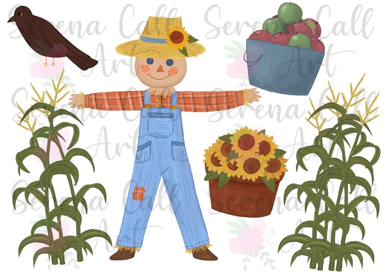 Watercolor and Gouache Autumn Harvest - Fall Clipart, Autumn Leaves ...