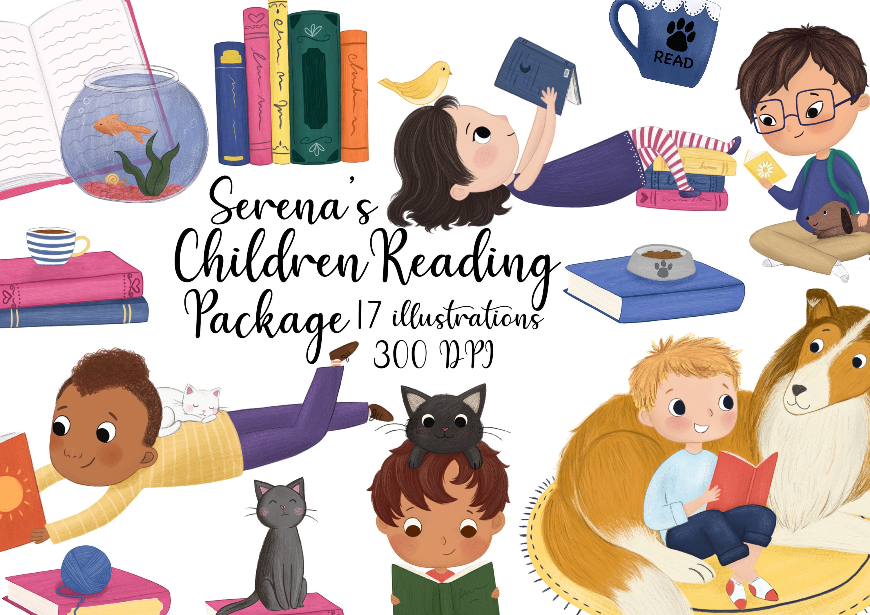 Clip Art Children Reading