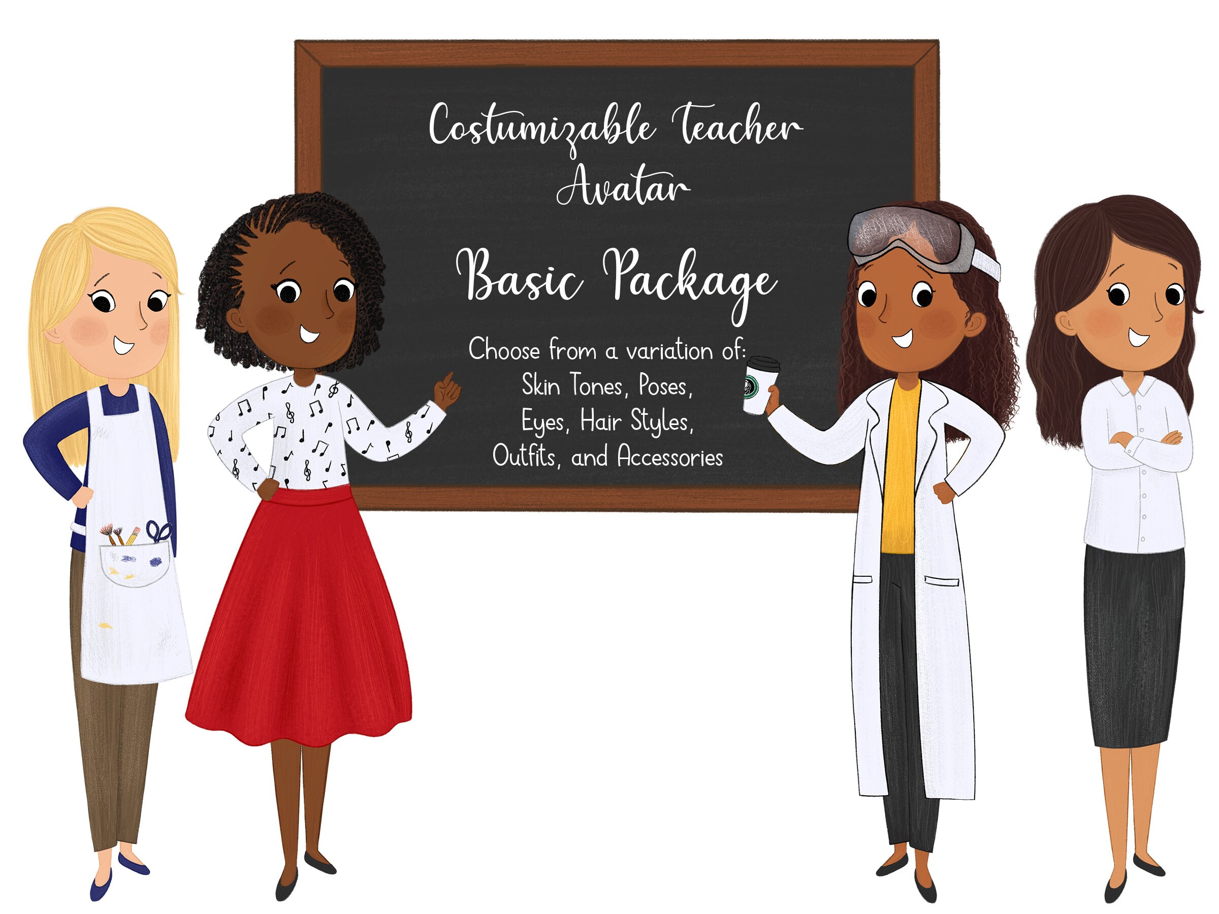 Customizable Teacher Avatar Clip Art Customizable Teacher - Etsy