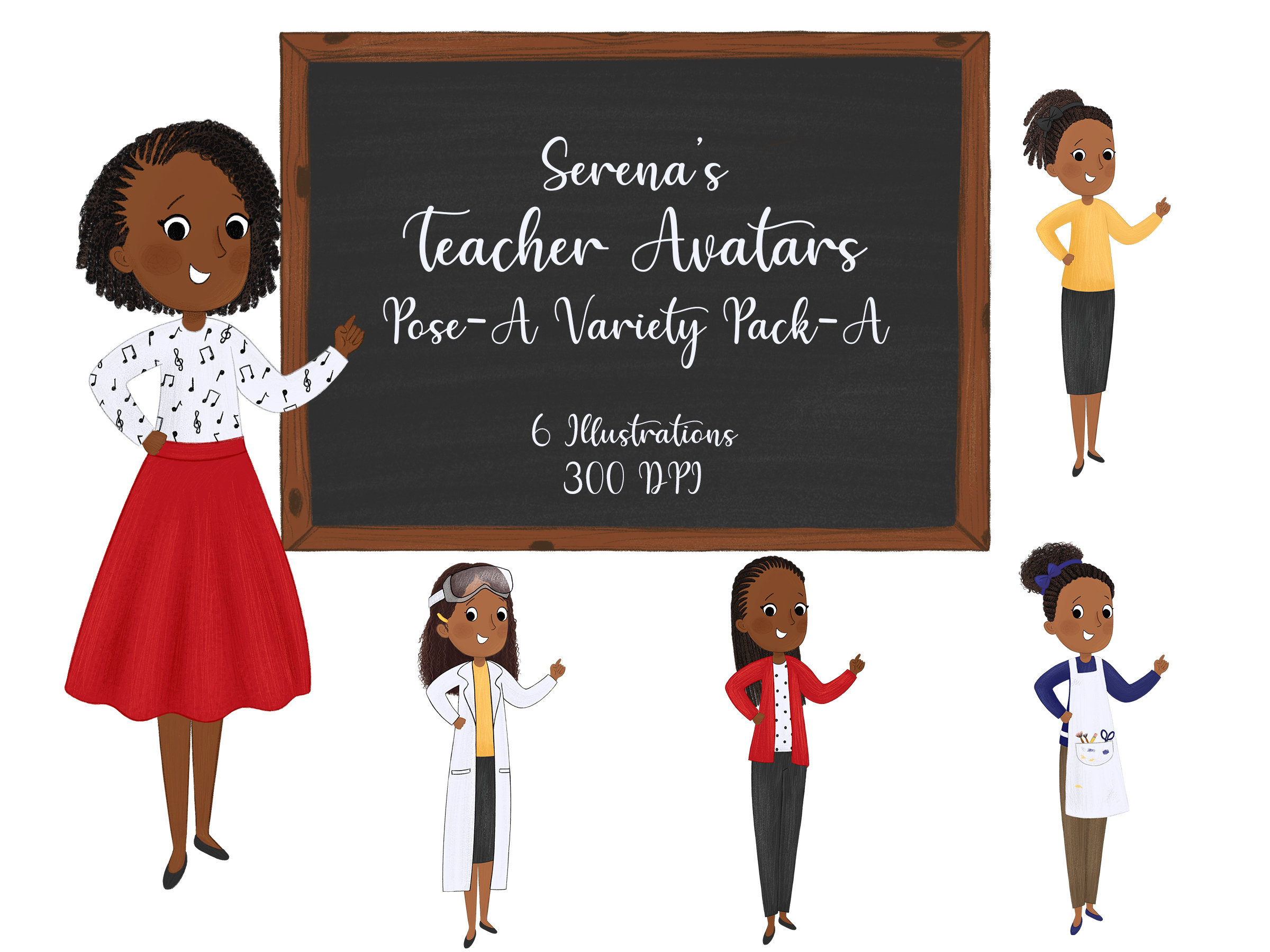 Teacher Avatar Clipart Varietya Black Teacher Clipart - Etsy