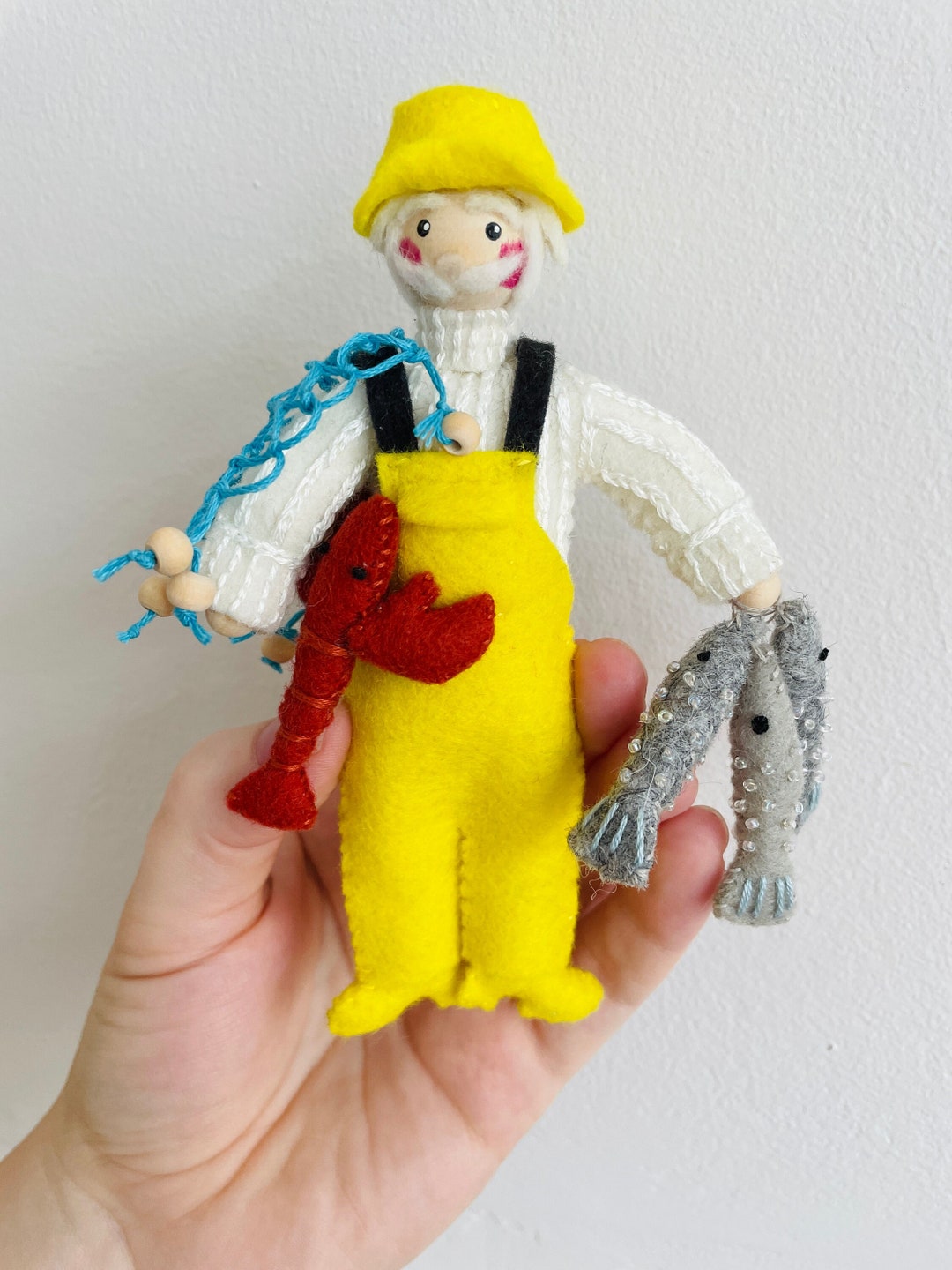 Fisherman PDF Pattern Instant Download | Lobster Catcher | Felt ...