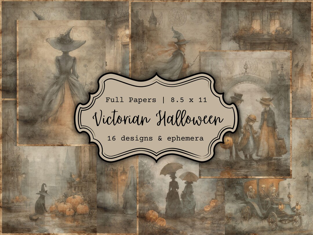 Victorian Halloween Printables for Junk Journals, Sepia Tone Scrapbook ...