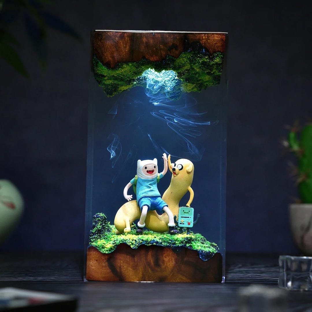 Finn and Jake Adventure Time Resin Lamp, Cartoon Handmade Decor, Unique ...