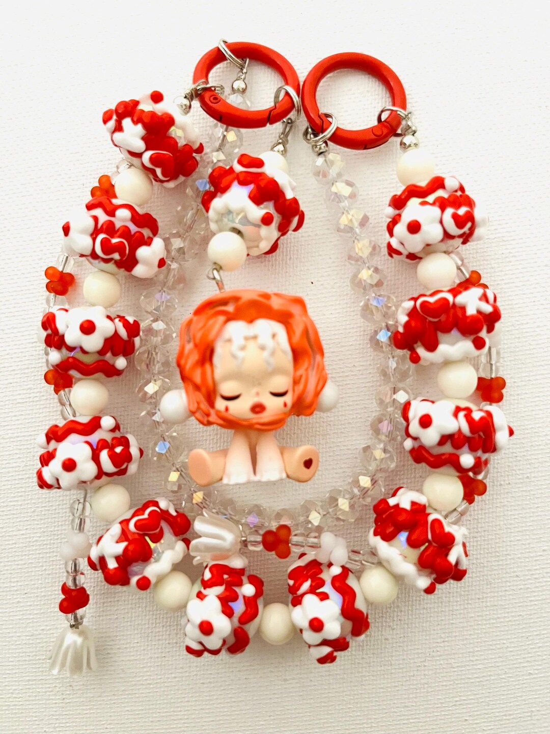 POPMART Skullpanda SP Skull Panda Red Heart Pop Beans DOUBLE Keychain ...