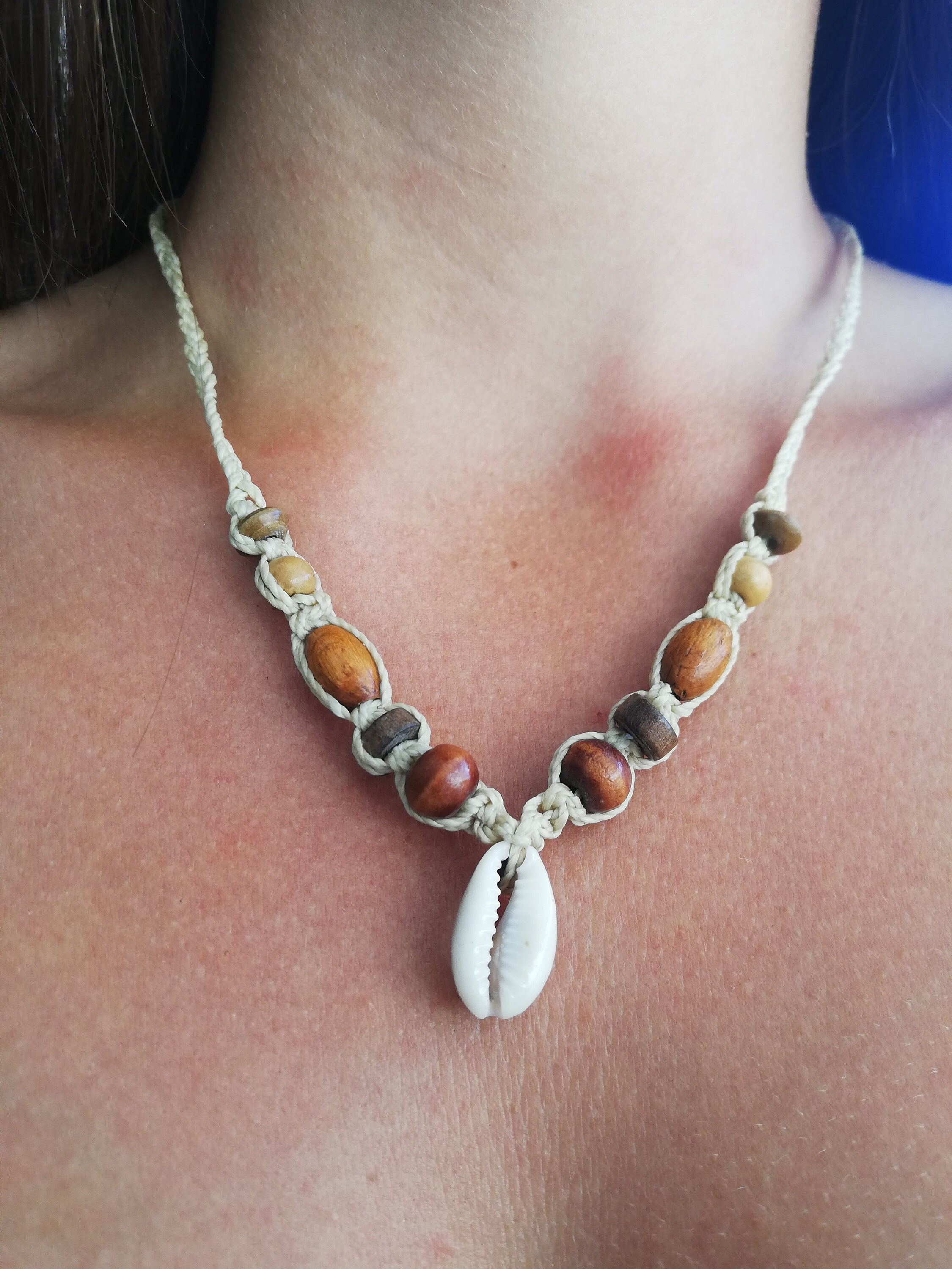 Necklace macramé shell and wood sea and mountain ocean | Etsy