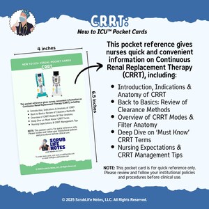 CRRT Pocket Card | New to ICU™ Quick Reference | Visual Education Cheat ...