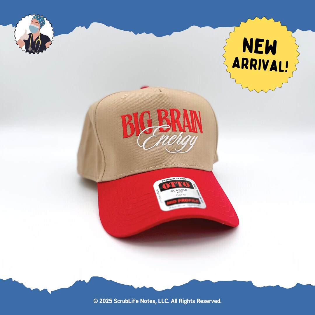 Big Brain Energy™ Hat | Red/khaki Custom Embroidered OSFA OTTO Trucker ...