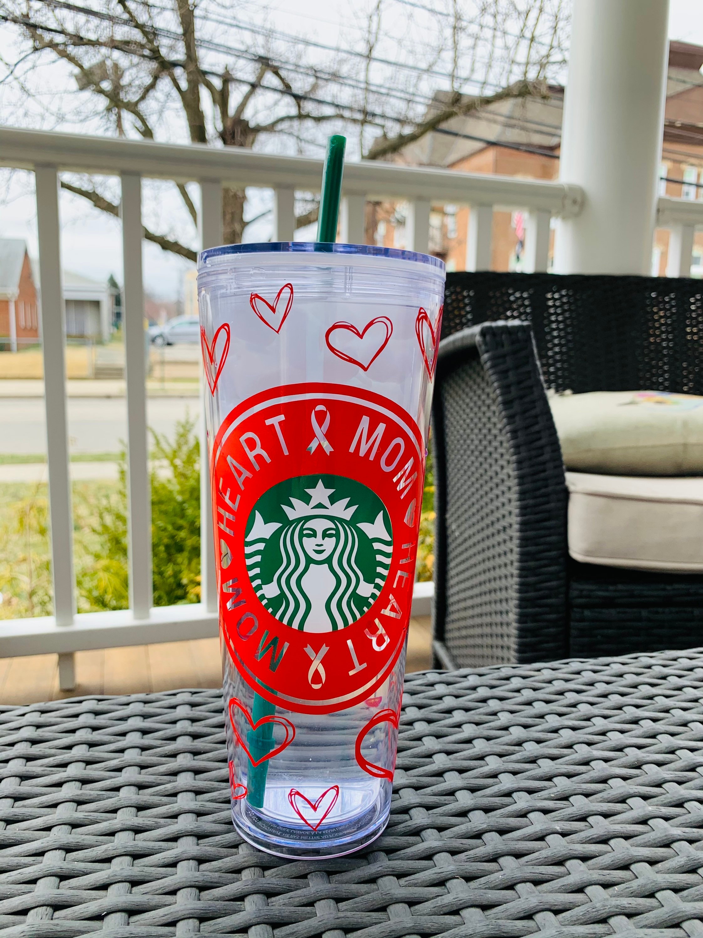 Heart Mom CHD Starbucks Venti Tumbler Heart Cold Cup - Etsy