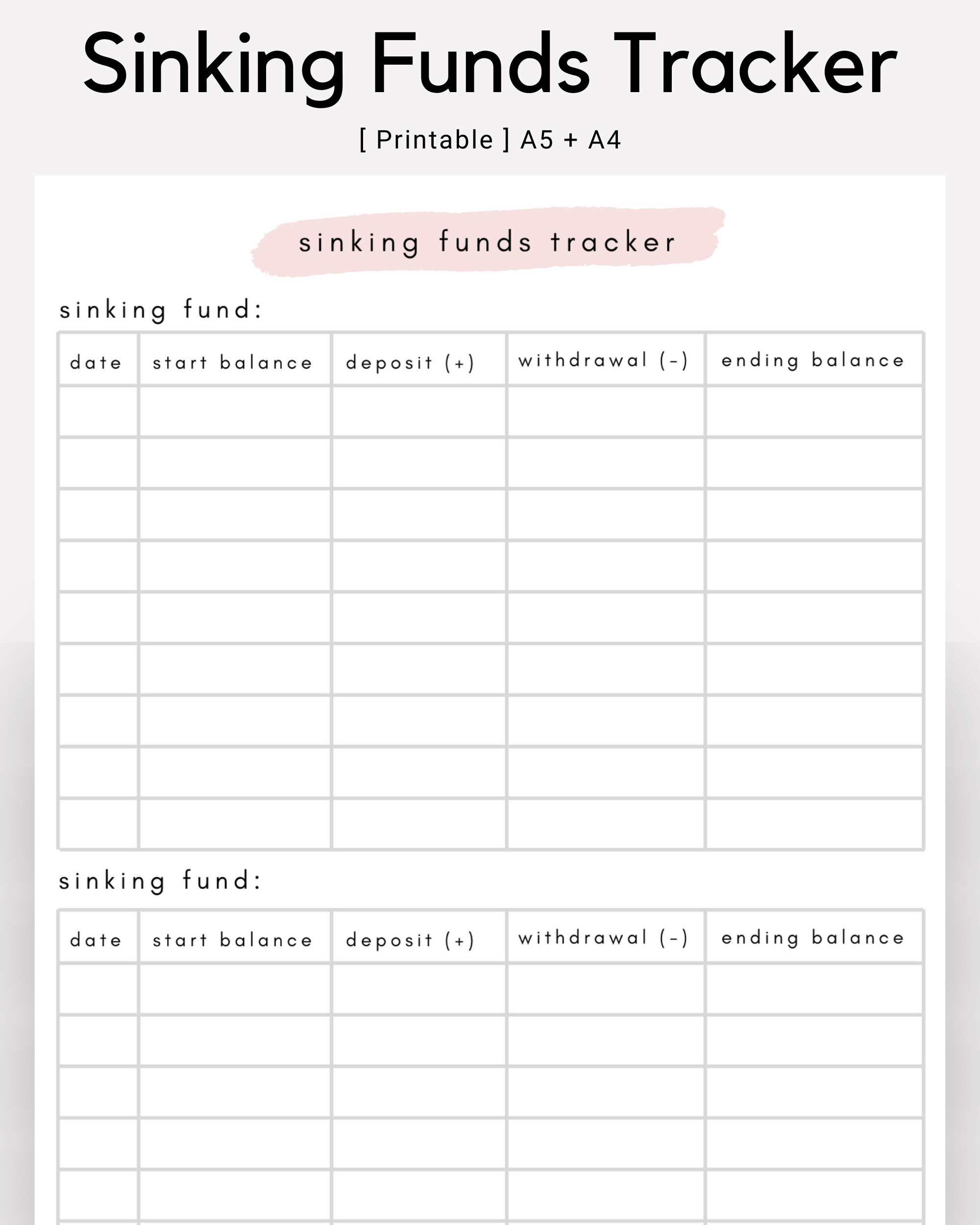 Sinking Funds Tracker | Budget Planner Insert | Printable Planner ...