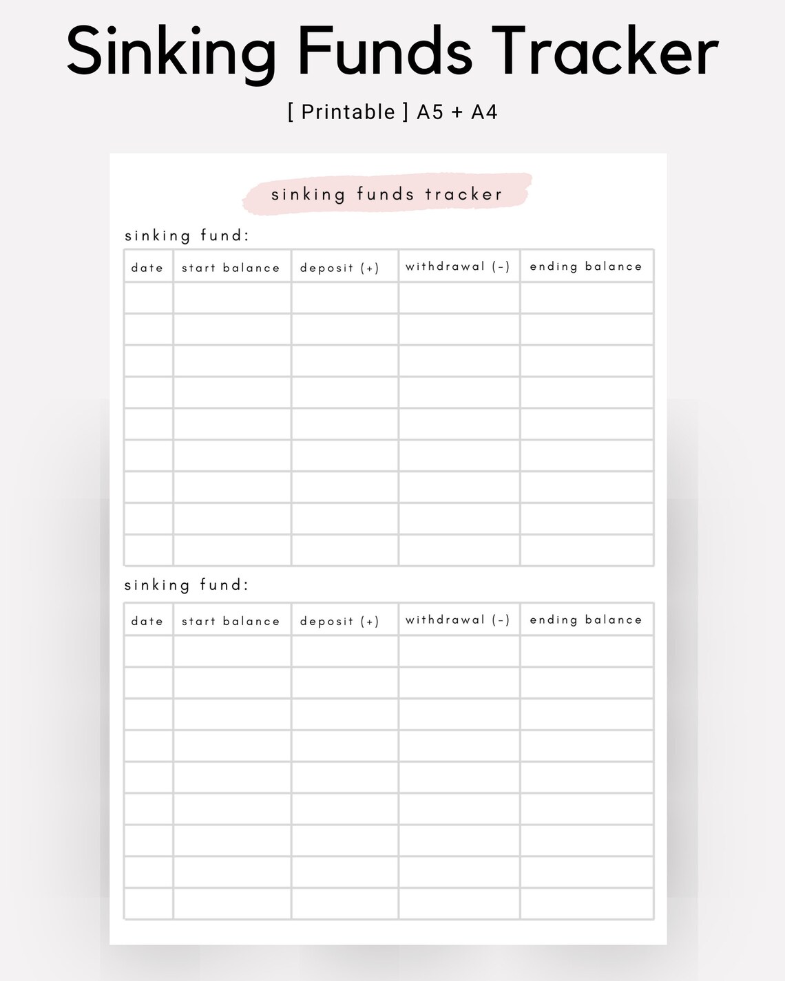 Sinking Funds Tracker Budget Planner Insert Printable | Etsy