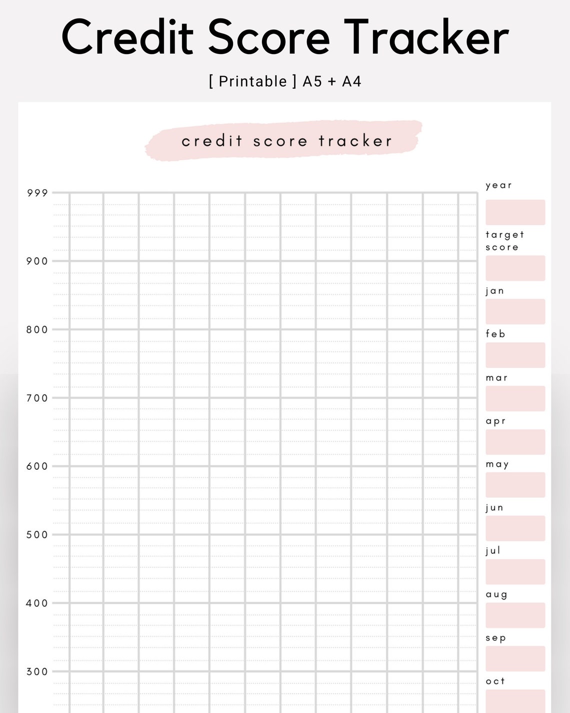 Credit Score Tracker | Budget Planner Insert | Printable Planner Insert ...