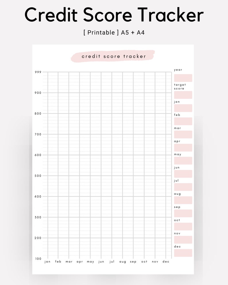 Credit Score Tracker | Budget Planner Insert | Printable Planner Insert ...