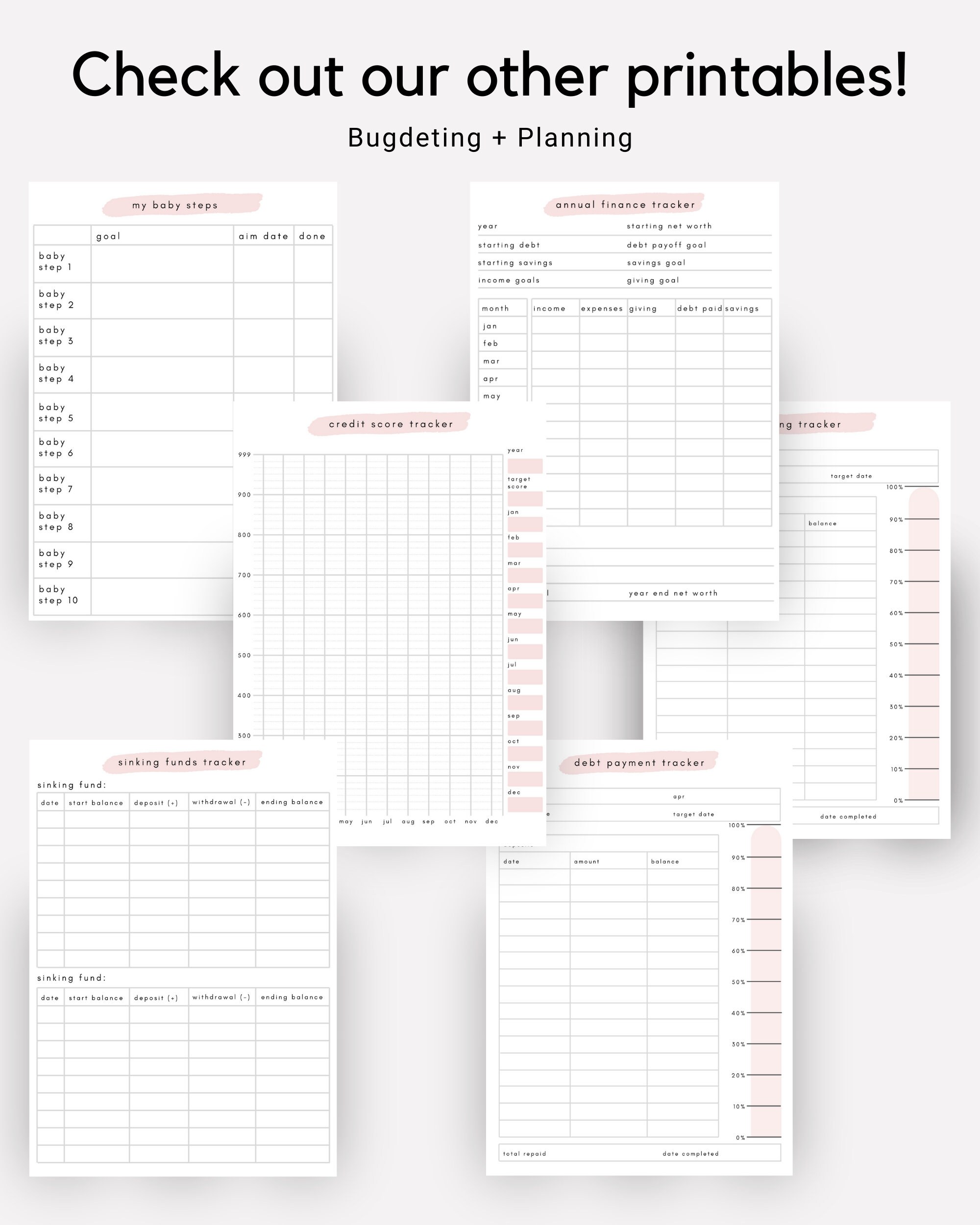 Annual Finance Tracker | Budget Planner Insert | Printable Planner ...