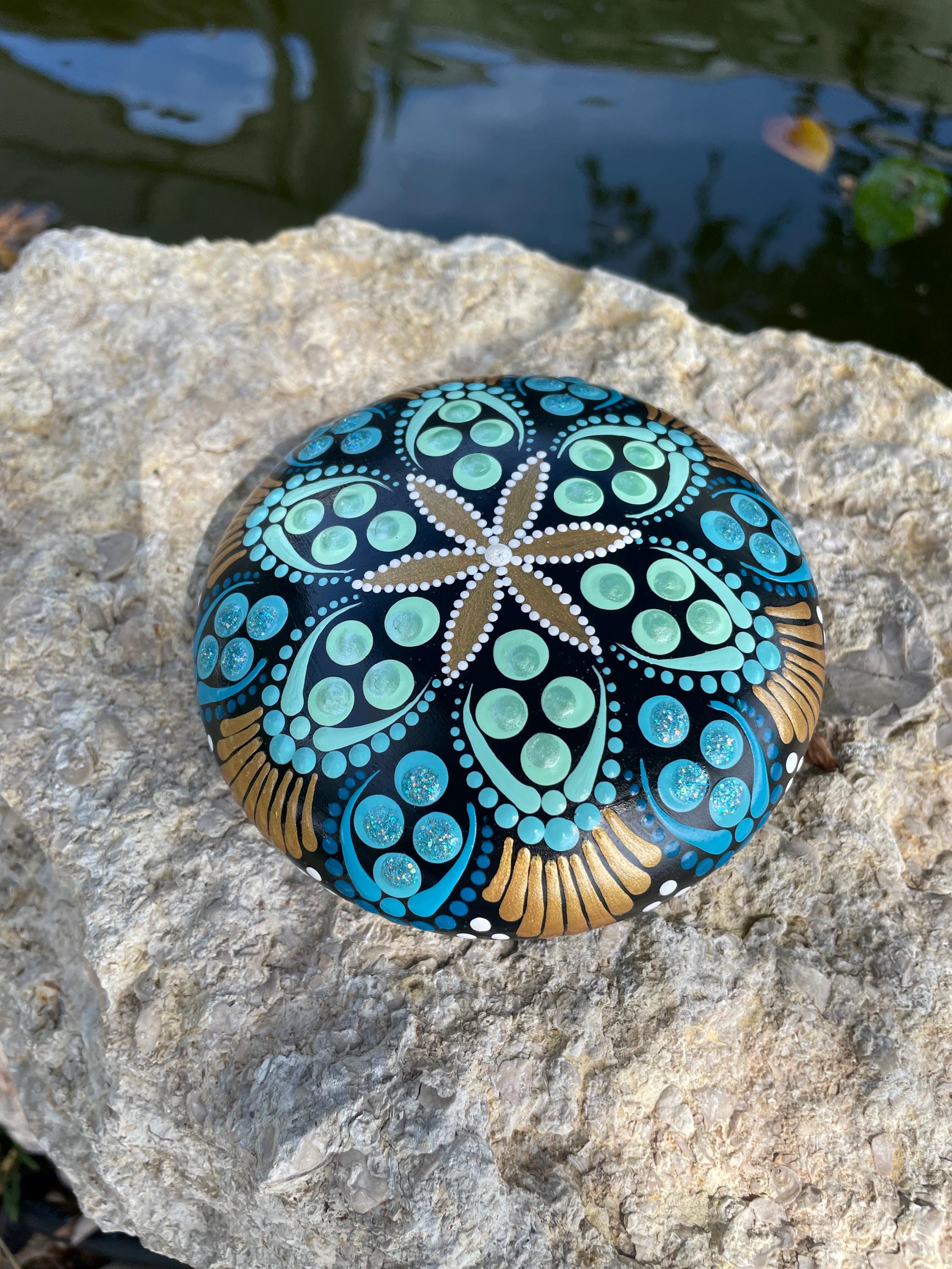 Hand Painted Mandala Stone, Dot Art - Etsy