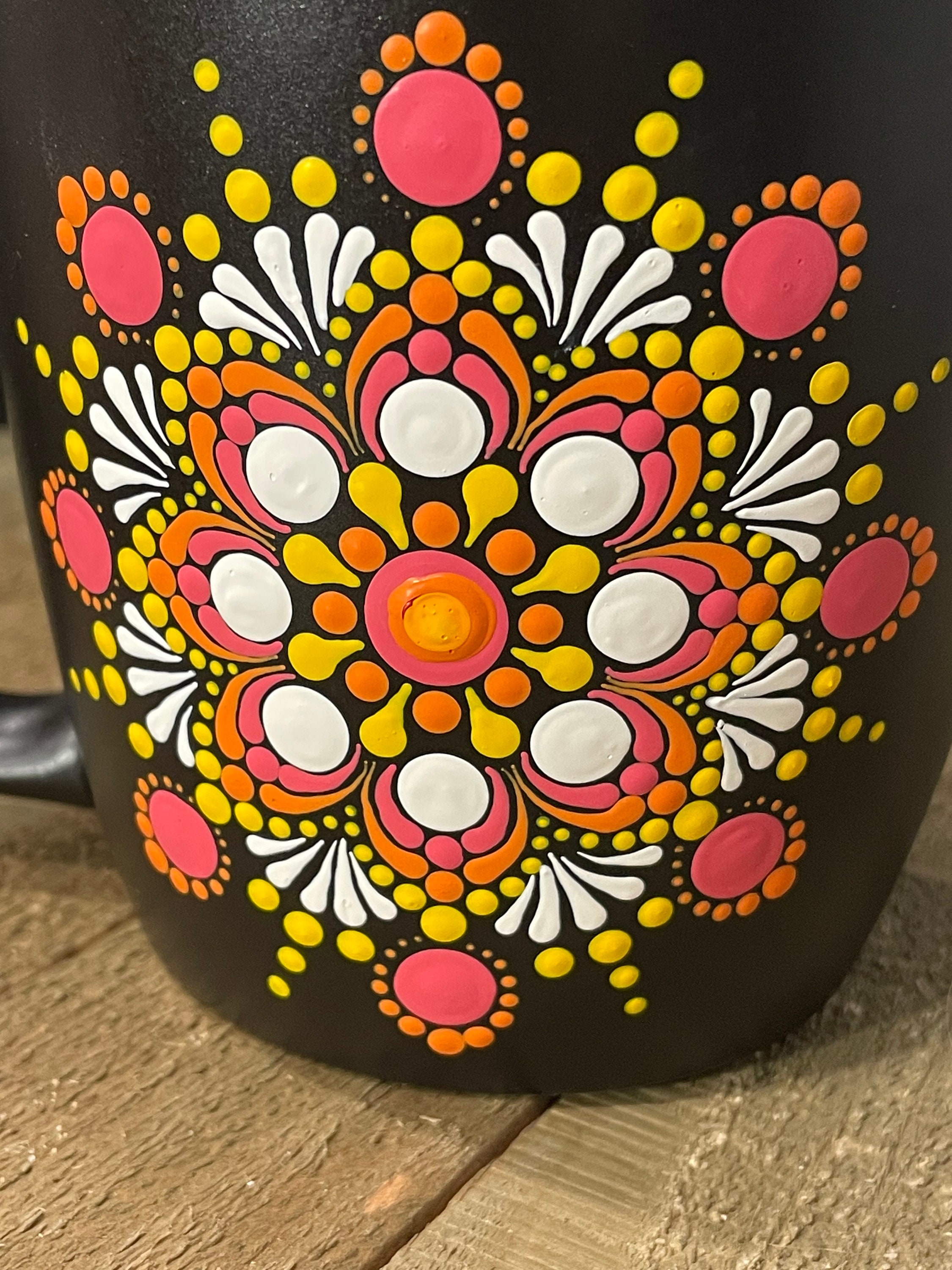 Hand Painted Mandala Mug, Dot Art, Large 16 Oz Coffee Mug, Tea Mug - Etsy