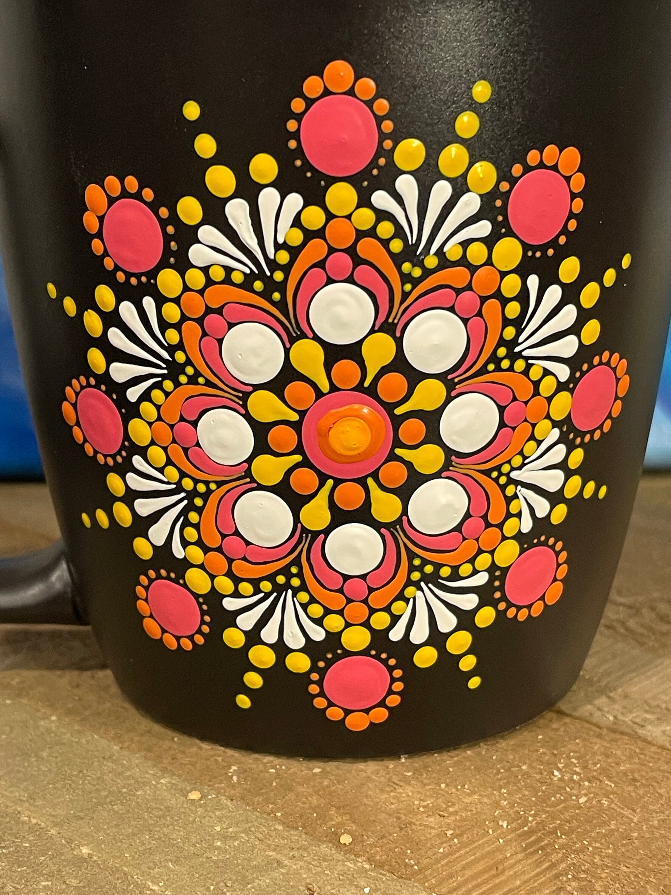 Hand Painted Mandala Mug, Dot Art, Large 16 Oz Coffee Mug, Tea Mug - Etsy