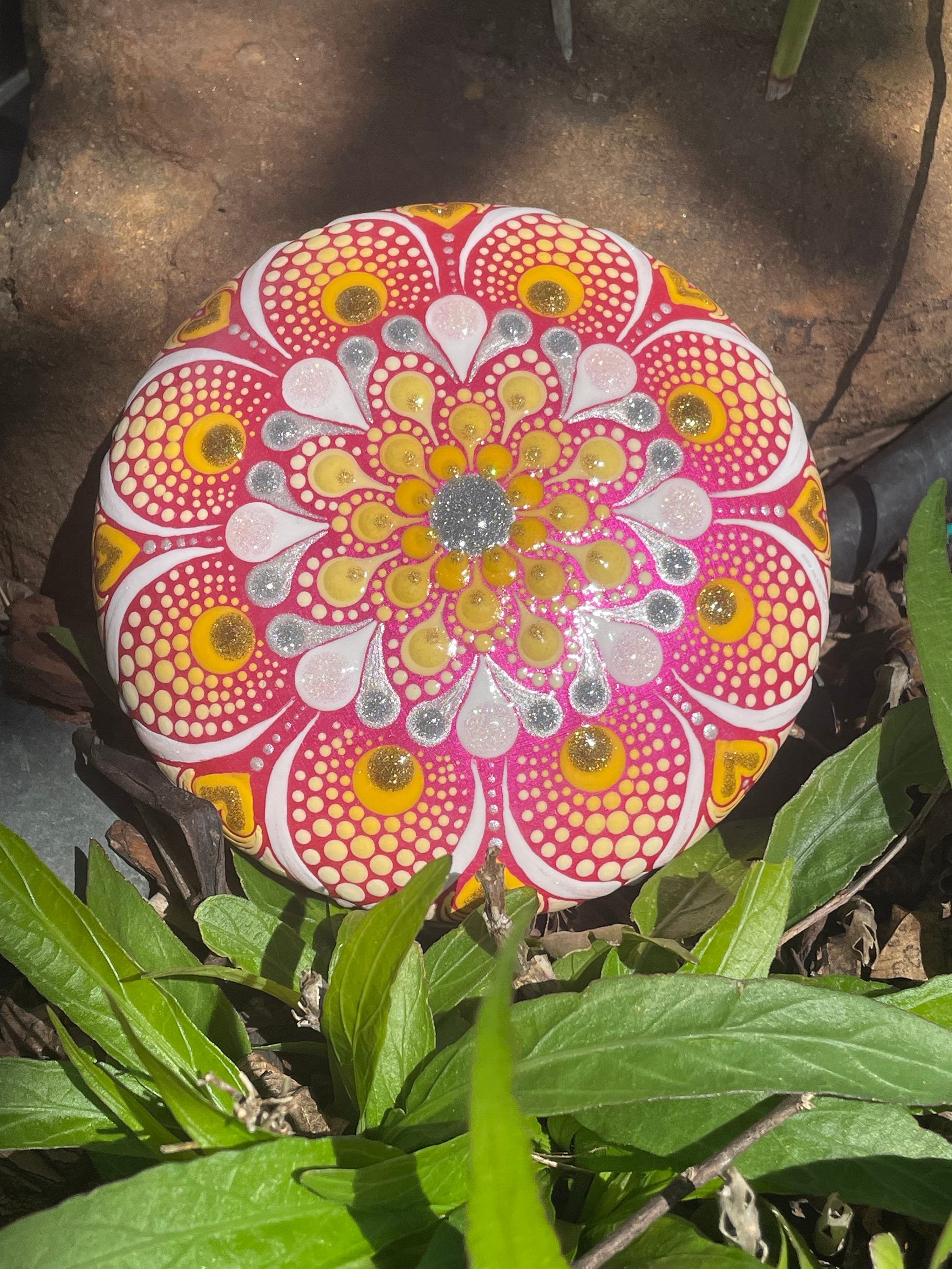 Colorful Hand Painted Mandala Stone, Dot Art - Etsy
