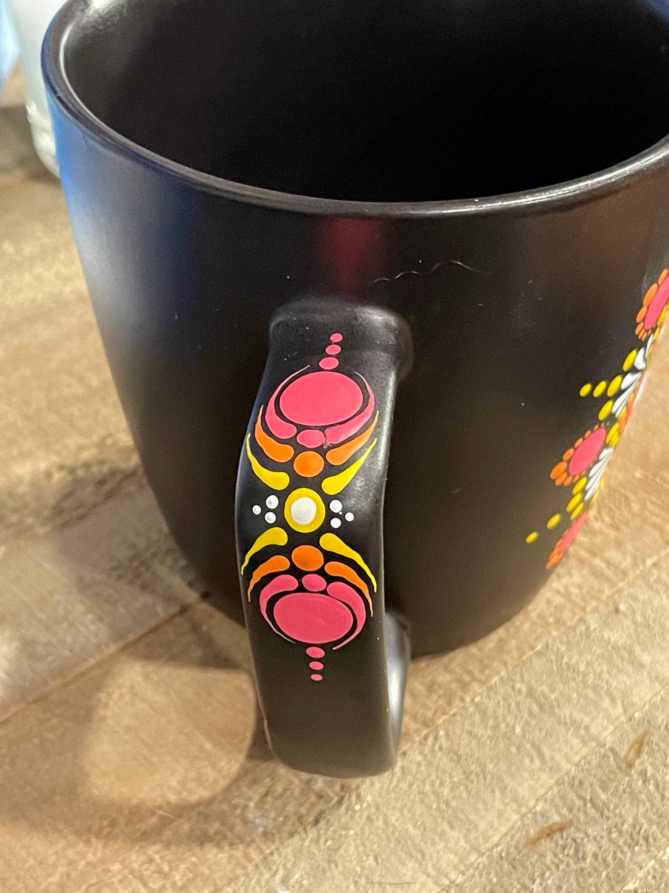 Hand Painted Mandala Mug, Dot Art, Large 16 Oz Coffee Mug, Tea Mug - Etsy