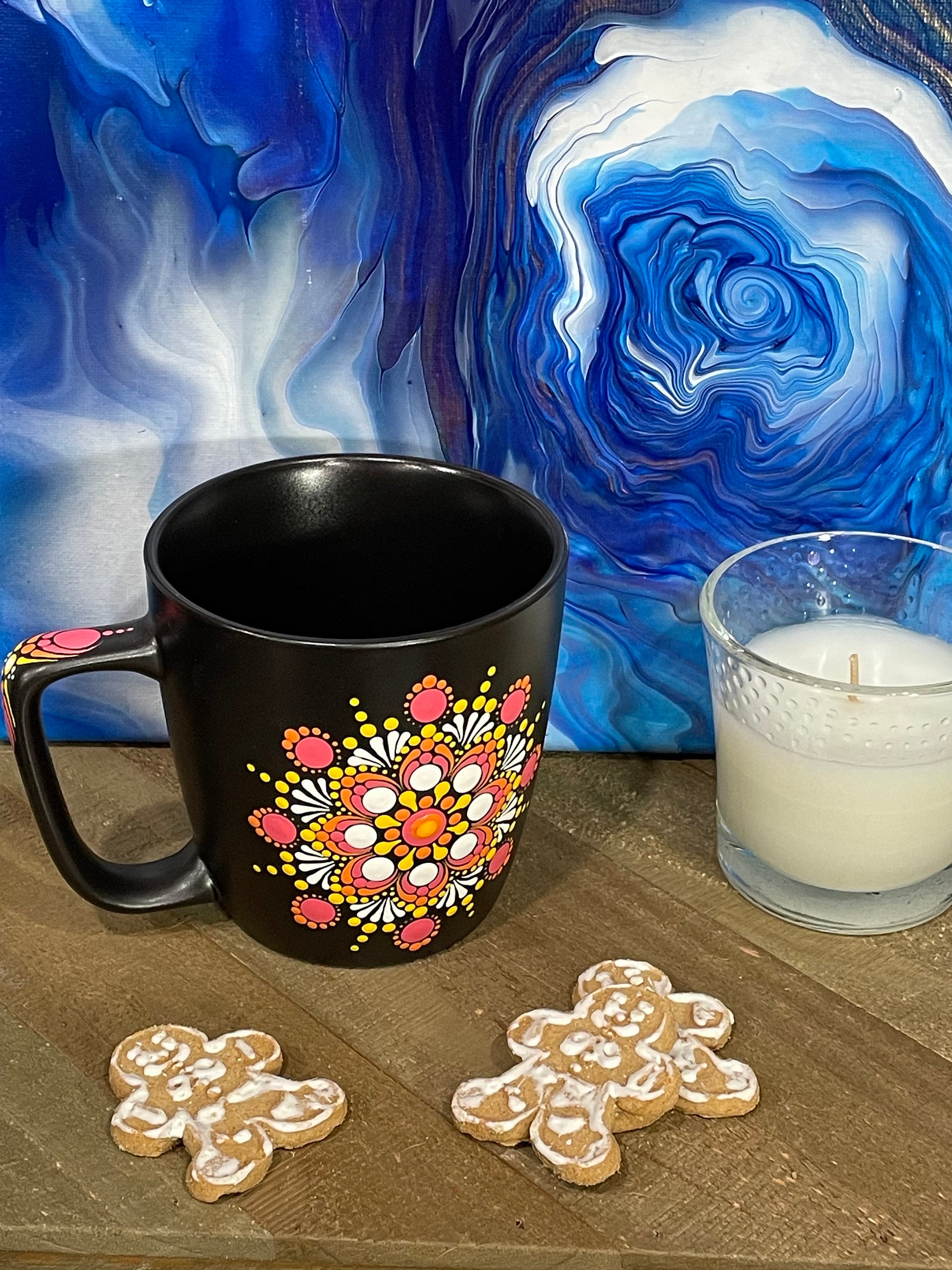 Hand Painted Mandala Mug, Dot Art, Large 16 Oz Coffee Mug, Tea Mug - Etsy