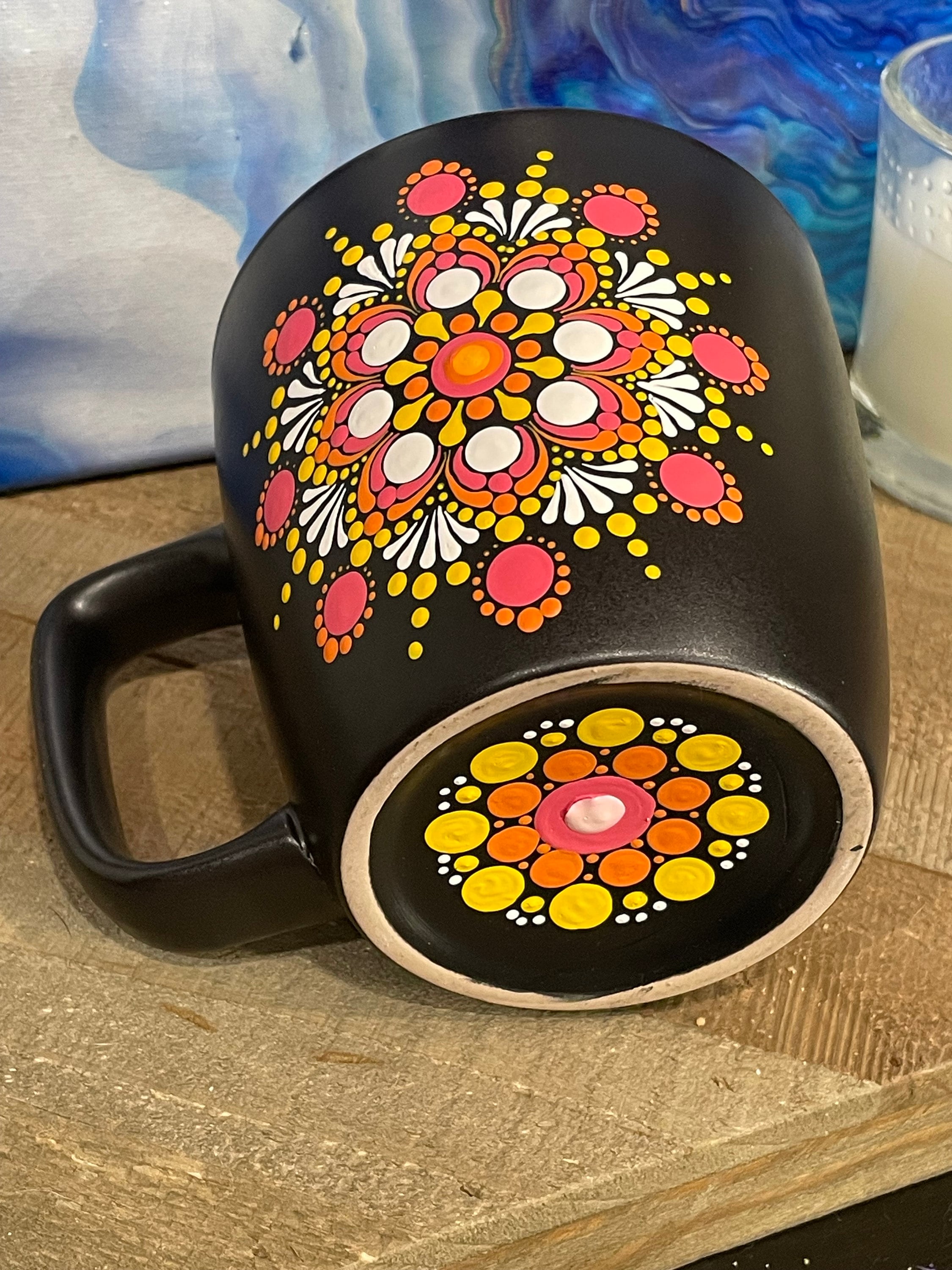 Hand Painted Mandala Mug, Dot Art, Large 16 Oz Coffee Mug, Tea Mug - Etsy