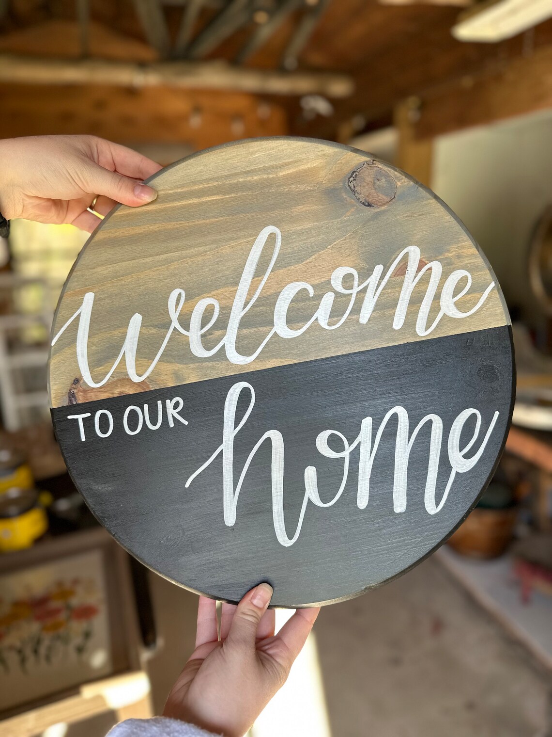 Welcome Round Sign - Etsy