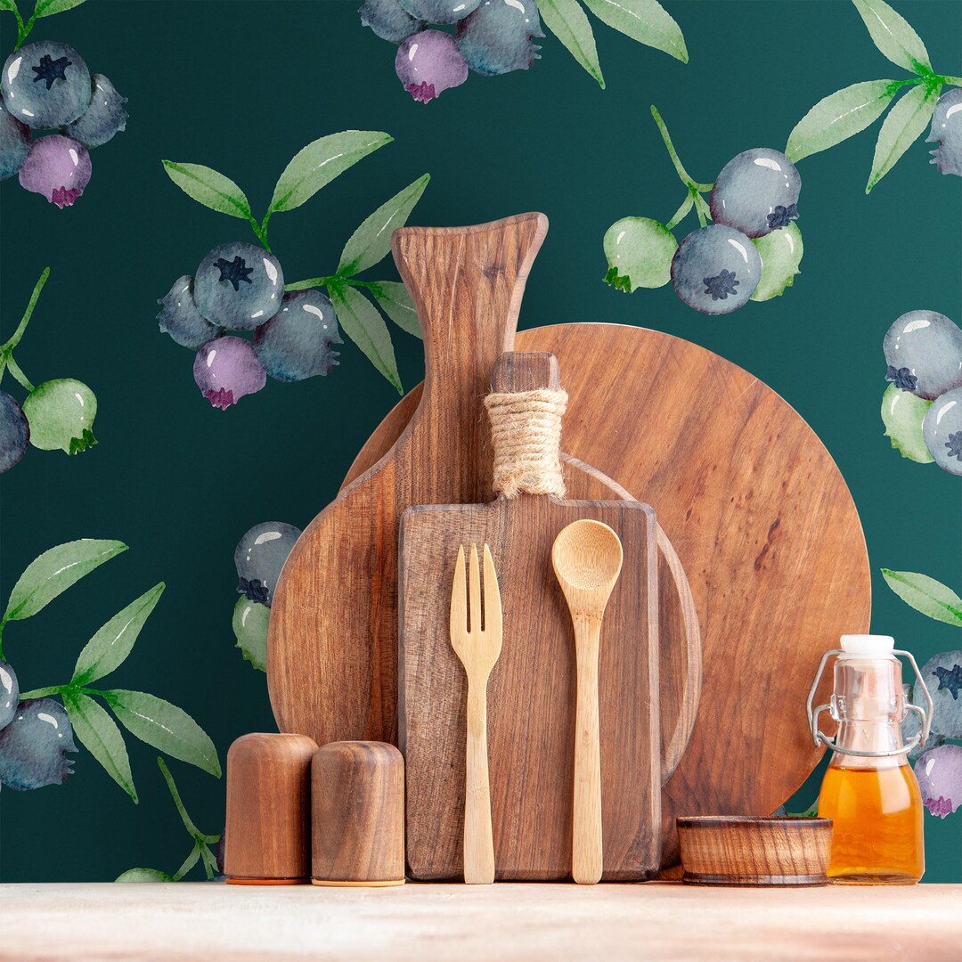 Blueberry Wallpaper: Fresh Design, Peel and Stick, Removable - Etsy