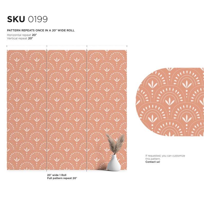 Peel and Stick Vintage Orange Wallpaper – Removable Retro Wall Covering ...