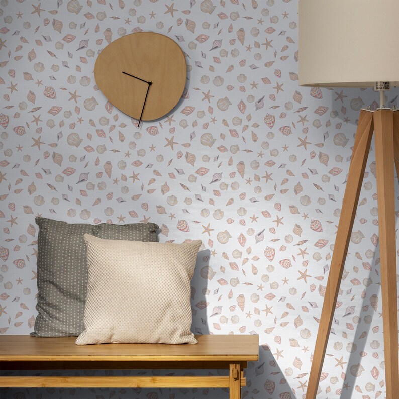Coastal Shells Wallpaper: Peel and Stick Nursery Wall Decals - Etsy