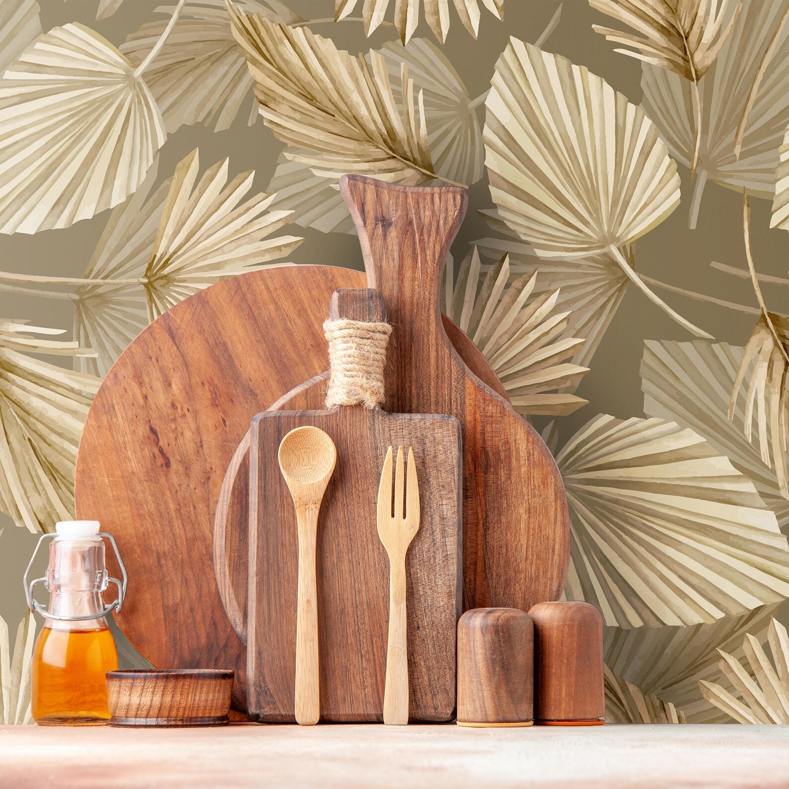 Brown Wallpaper With Botanical Leaves Subtle Tone-on-tone Peel and ...