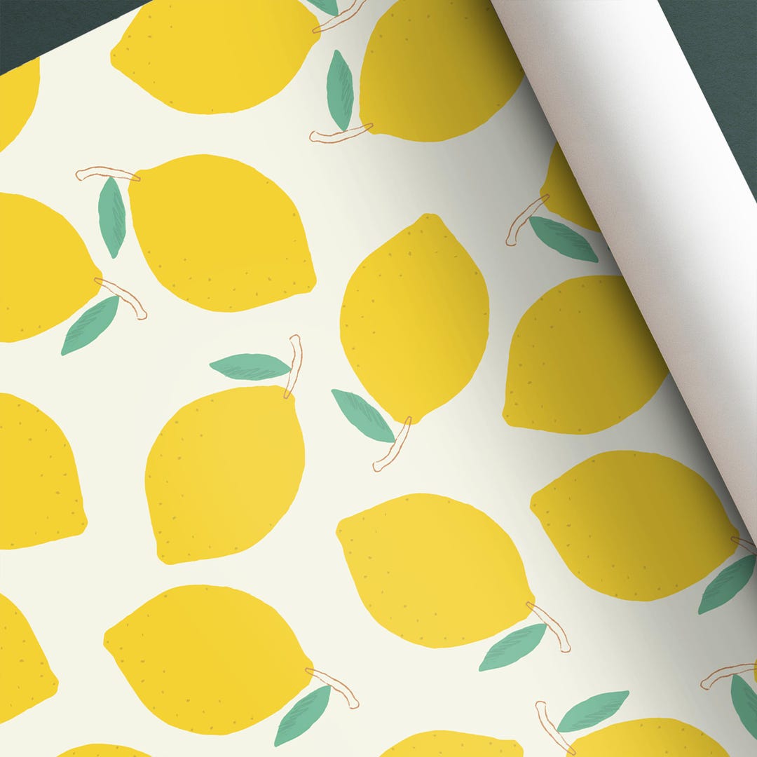 Lemon Wallpaper Modern Citrus Fruit Pattern Yellow Abstract Boho ...