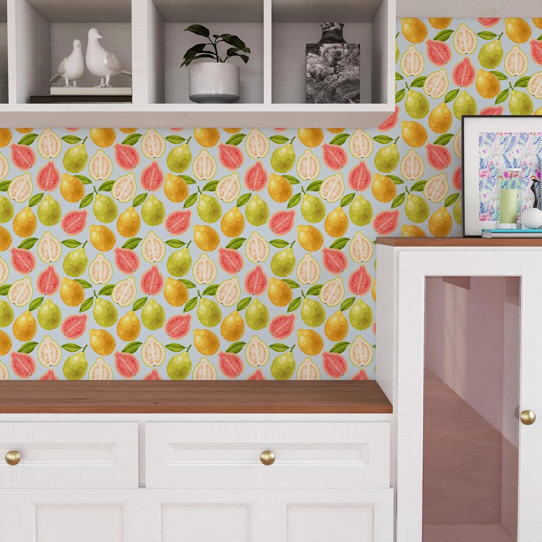 Citrus Peel and Stick Wallpaper: Tropical Fruit Removable Wall Decal - Etsy