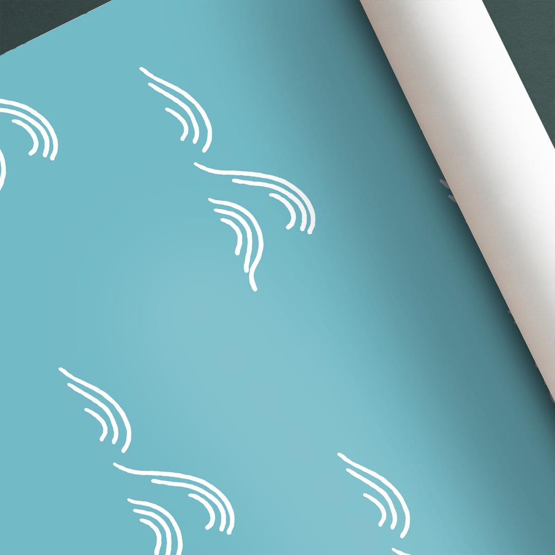 Sky Blue Waves Peel & Stick Wallpaper, Minimal Ocean Water Self ...