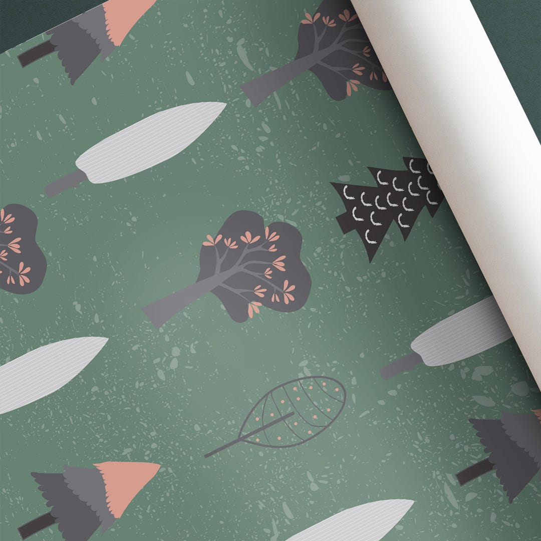 Green Abstract Peel and Stick Wallpaper – Removable Eco-friendly Tree ...
