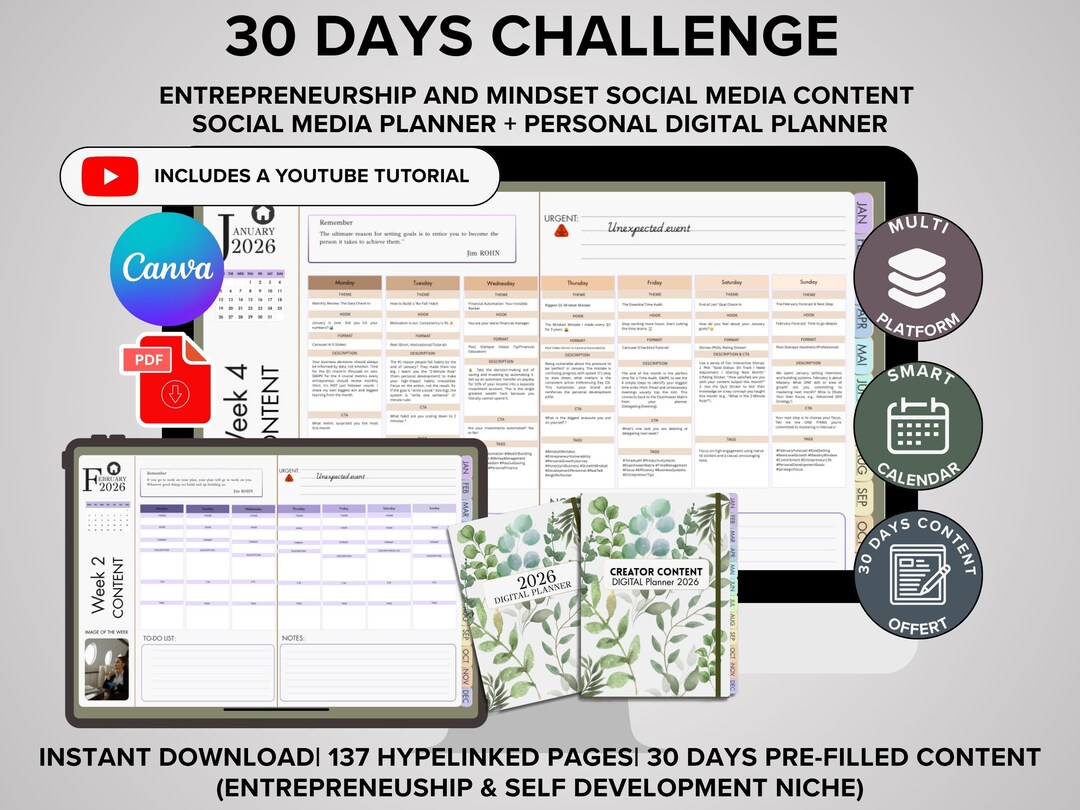 Editable Dual Digital Planner Bundle, Professional & Personal Growth ...