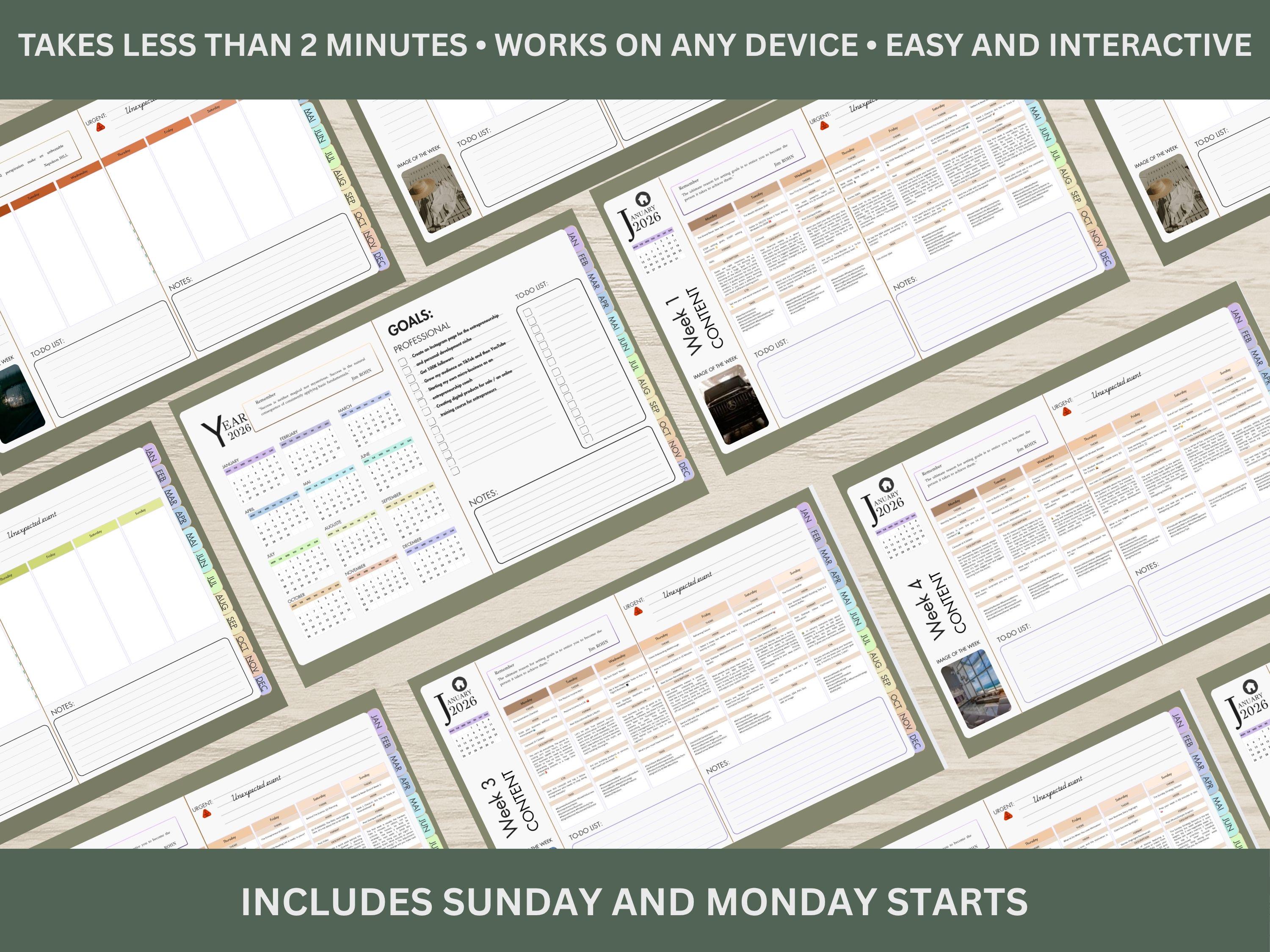 Editable Dual Digital Planner Bundle, Professional & Personal Growth ...