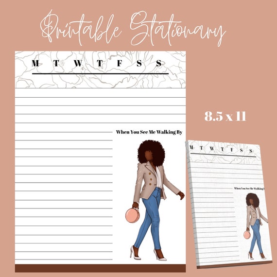 African American printable Stationary Lined writing paper | Etsy
