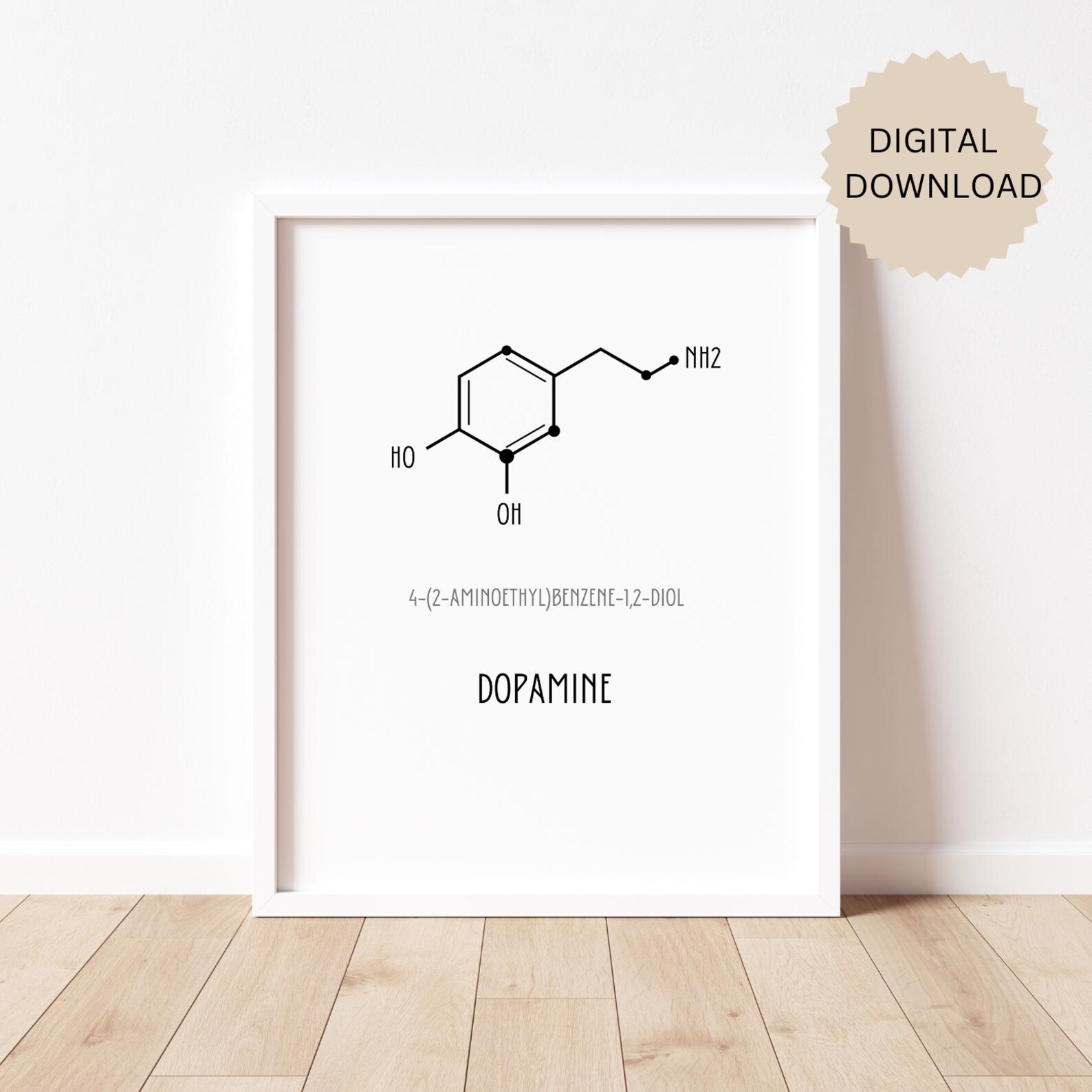 Molecule Print Dopamine Science Poster Chemistry Gift for Students ...